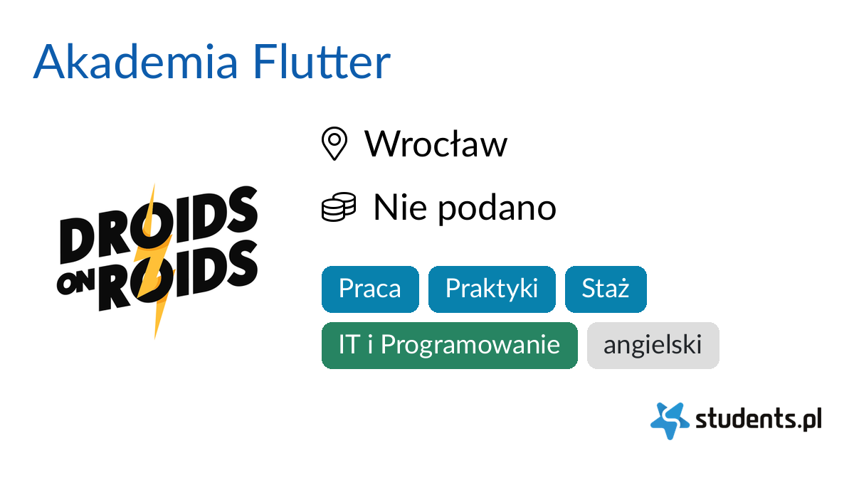 Akademia Flutter w Droids On Roids, Wrocław - Oferty