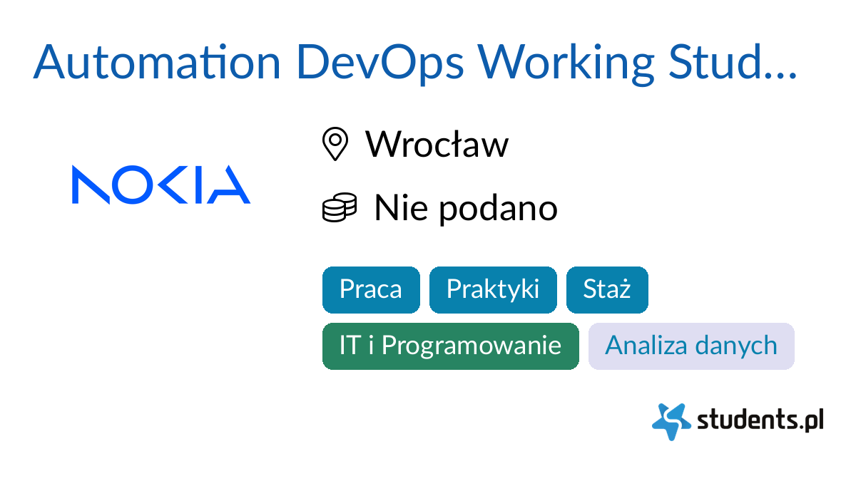Automation DevOps Working Student with Python w Nokia, Wrocław - Oferty