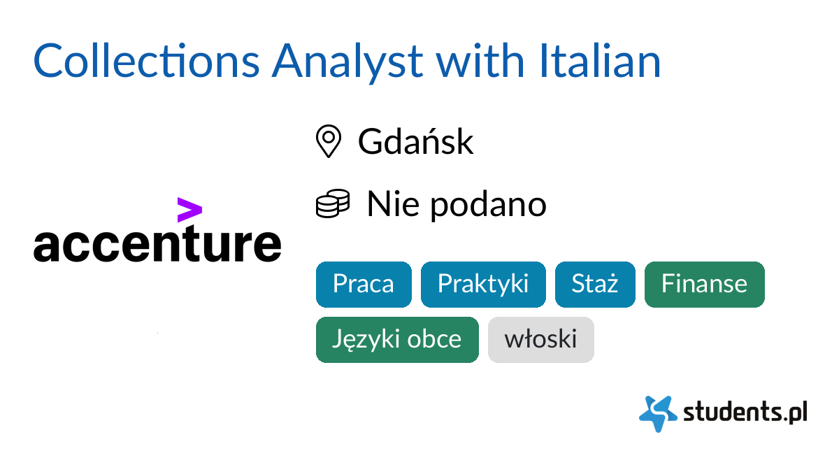 Collections Analyst with Italian w Accenture, Gdańsk - Oferty
