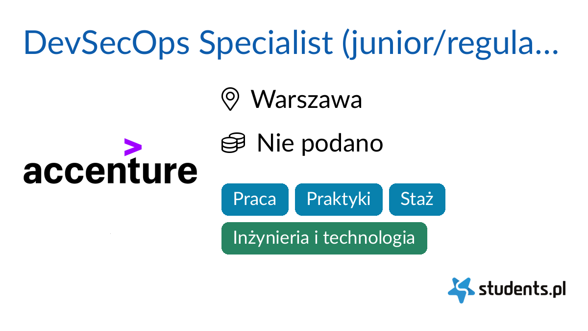 DevSecOps Specialist (junior/regular/senior) w Accenture, Warszawa - Oferty