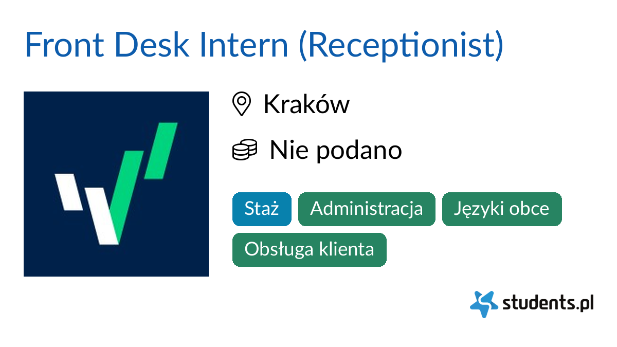 Front Desk Intern (Receptionist) w OANDA, Kraków - Oferty