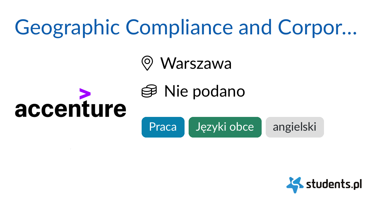 Geographic Compliance and Corporate Specialist with Polish and English ...