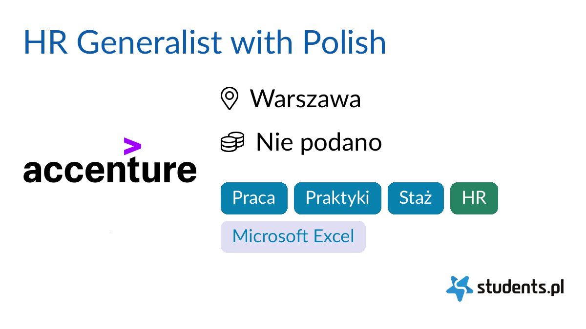 HR Generalist with Polish w Accenture, Warszawa - Oferty
