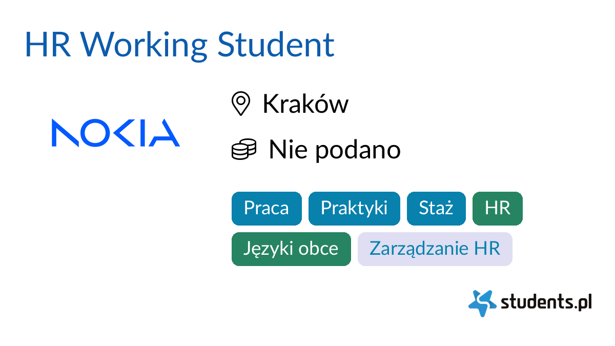 HR Working Student w Nokia, Kraków - Oferty