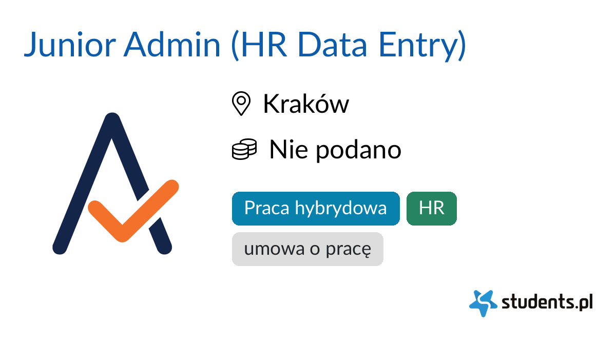 Junior Admin (HR Data Entry) w Aplikuj.pl, Kraków - Oferty