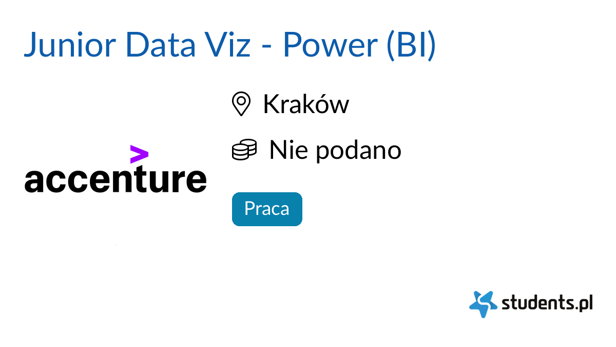 Junior Data Viz - Power (BI) w Accenture, Kraków - Oferty Junior Data Viz - Power (BI) w Accenture, Kraków - Oferty