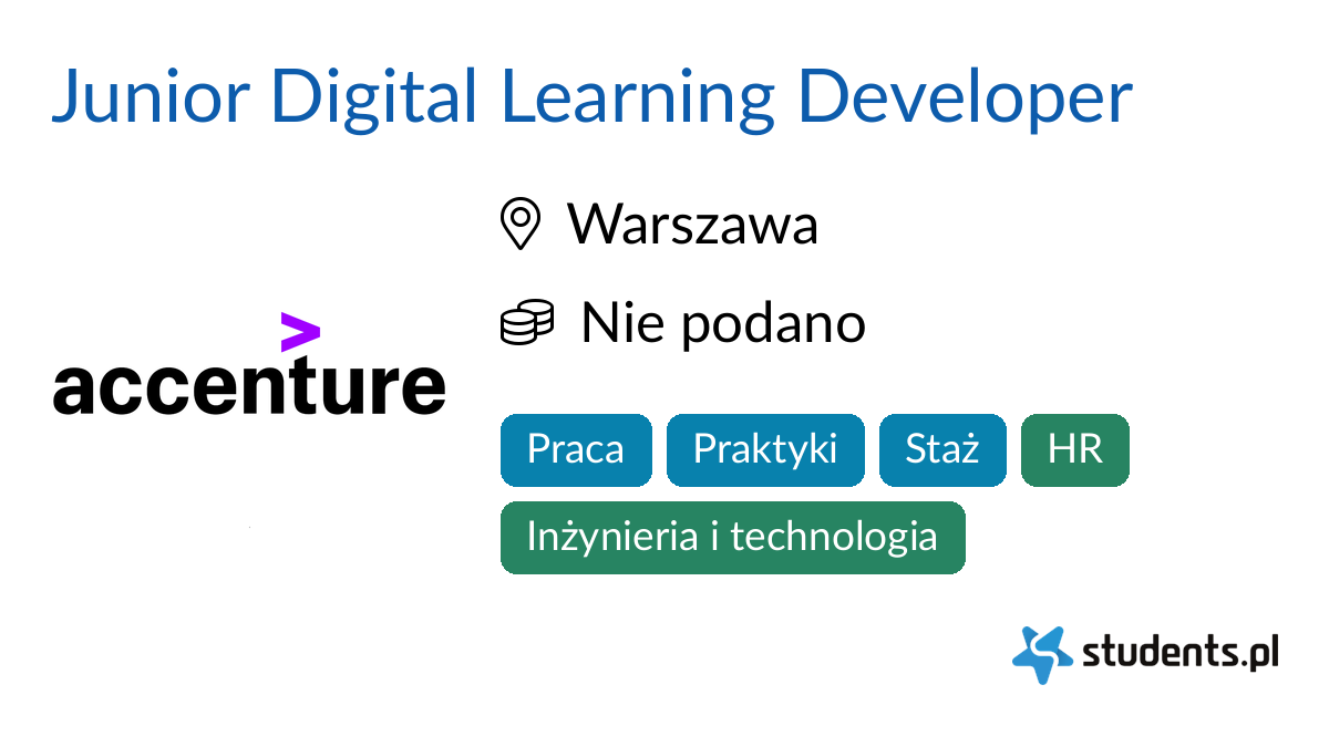 Junior Digital Learning Developer w Accenture, Warszawa - Oferty