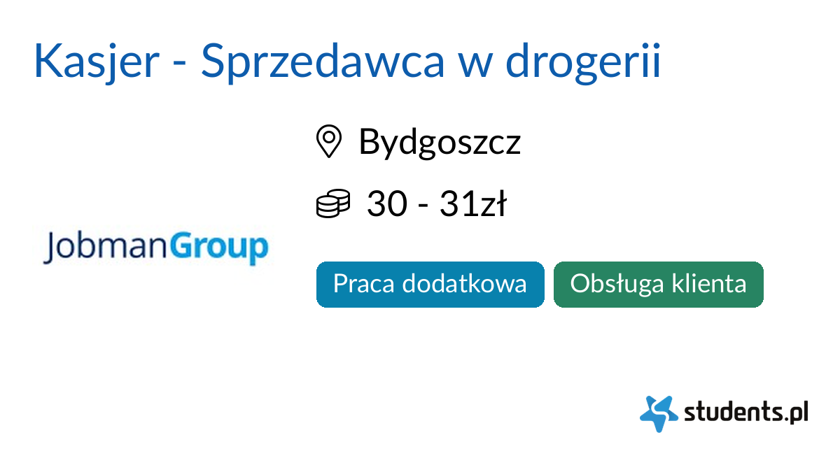 Kasjer - Sprzedawca w drogerii w Jobman, Bydgoszcz - Oferty
