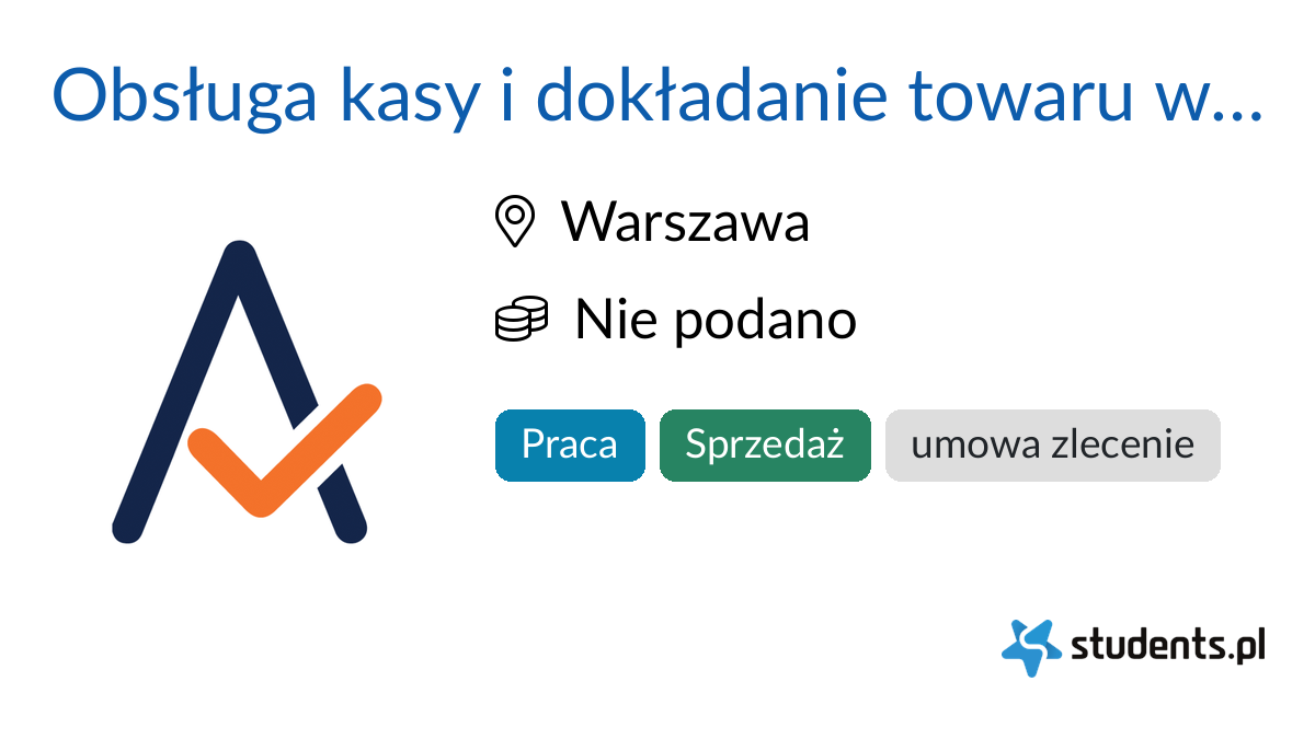Obsługa kasy i dokładanie towaru w drogerii DORYWCZO / Warszawa Centrum ...