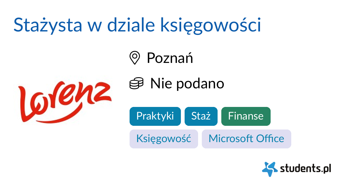 Stażysta w dziale księgowości w Lorenz, Poznań - Oferty Stażysta w dziale księgowości w Lorenz, Poznań - Oferty
